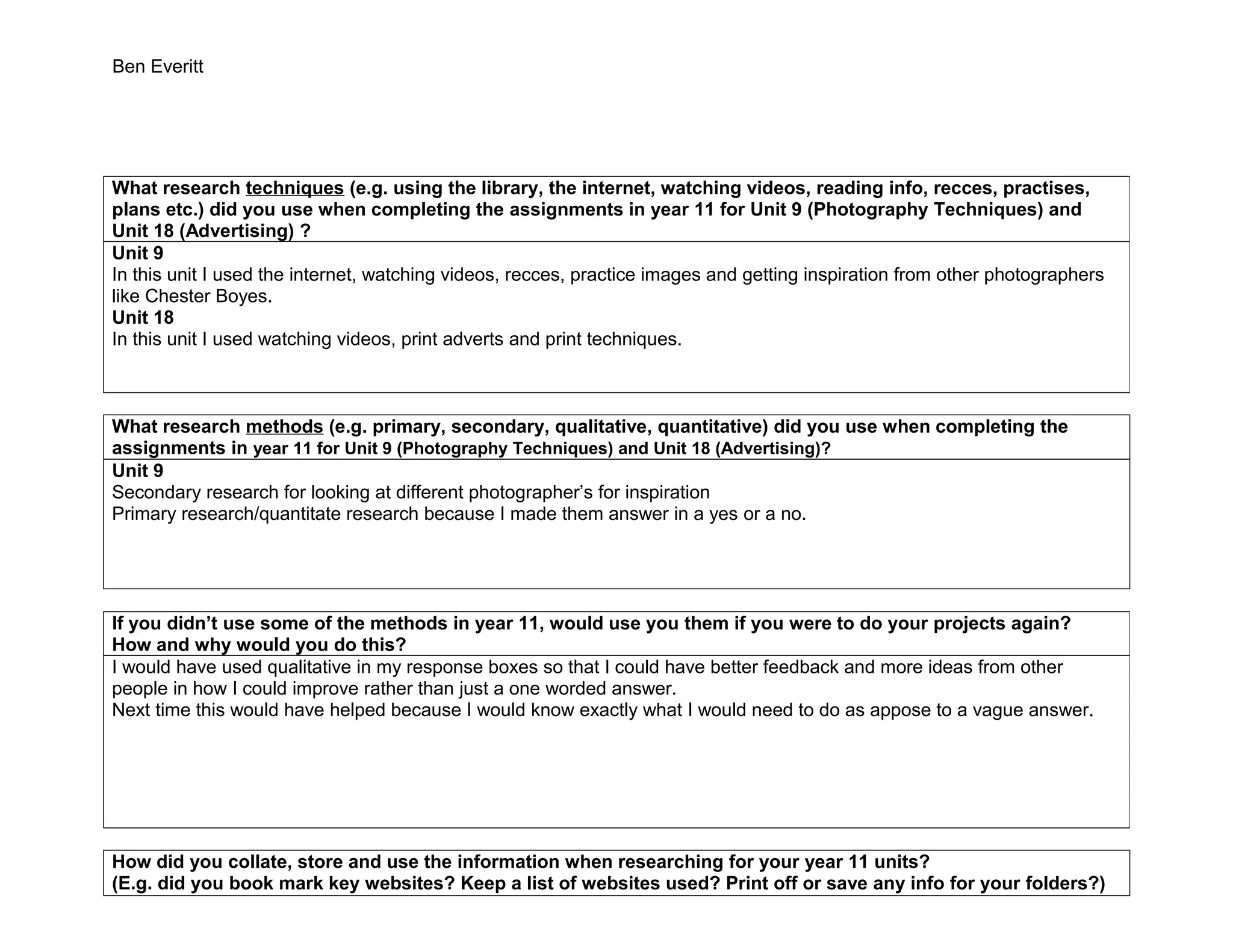 Unit 1 research methods worksheet y11 | PPT