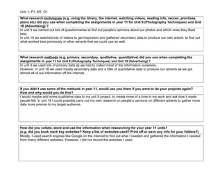 Unit 1 research methods worksheet y11 | PPT
