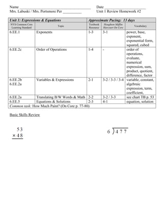 Unit 1 review hw 2 | DOCX