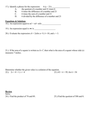 Unit 1 review packet | PDF