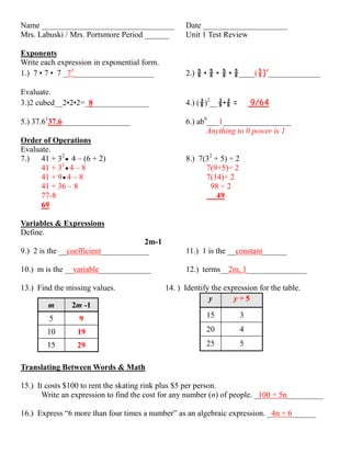 Unit 1 review packet | PDF