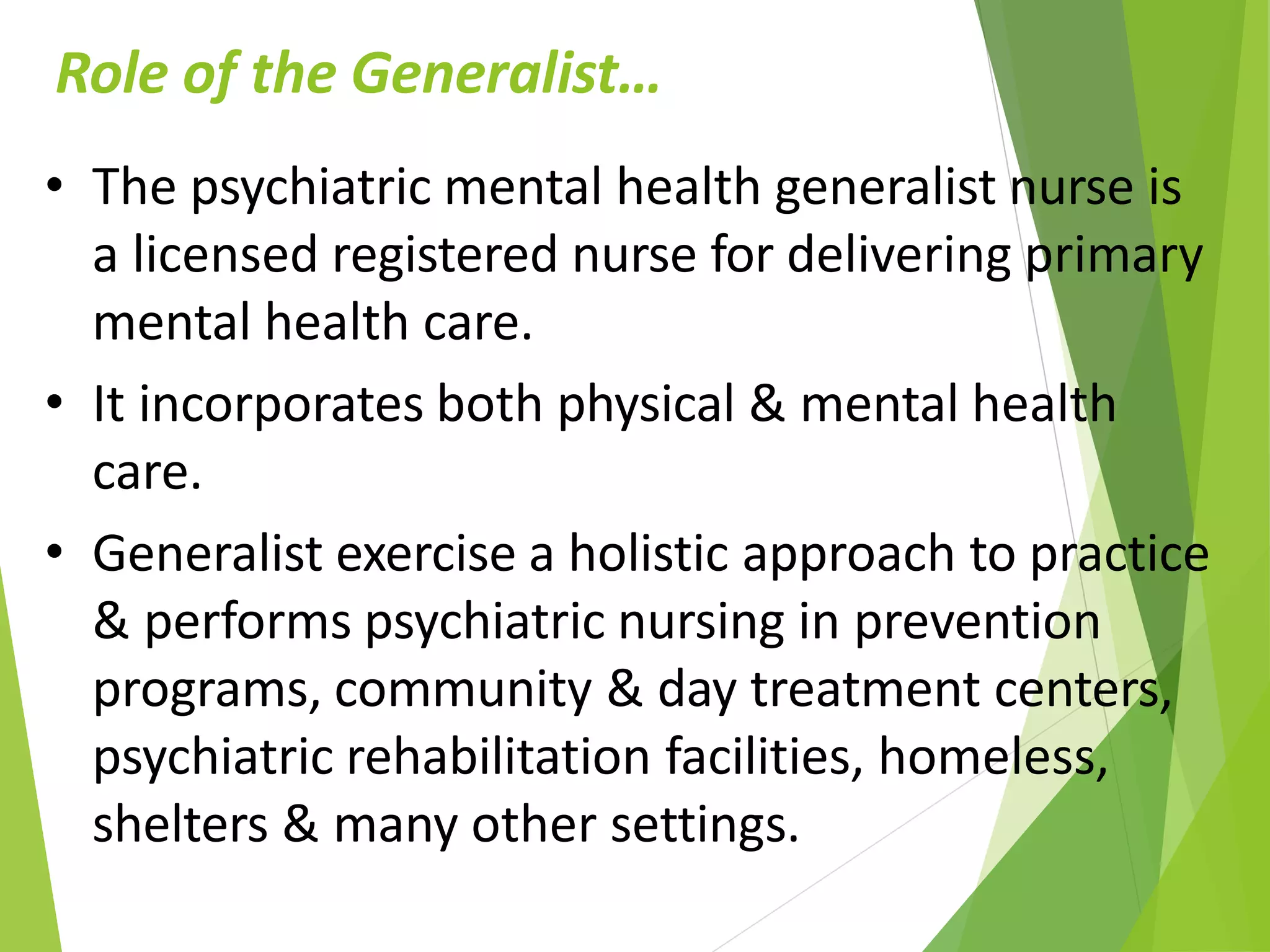 Unit 1 role of psychiatric nurse | PPT