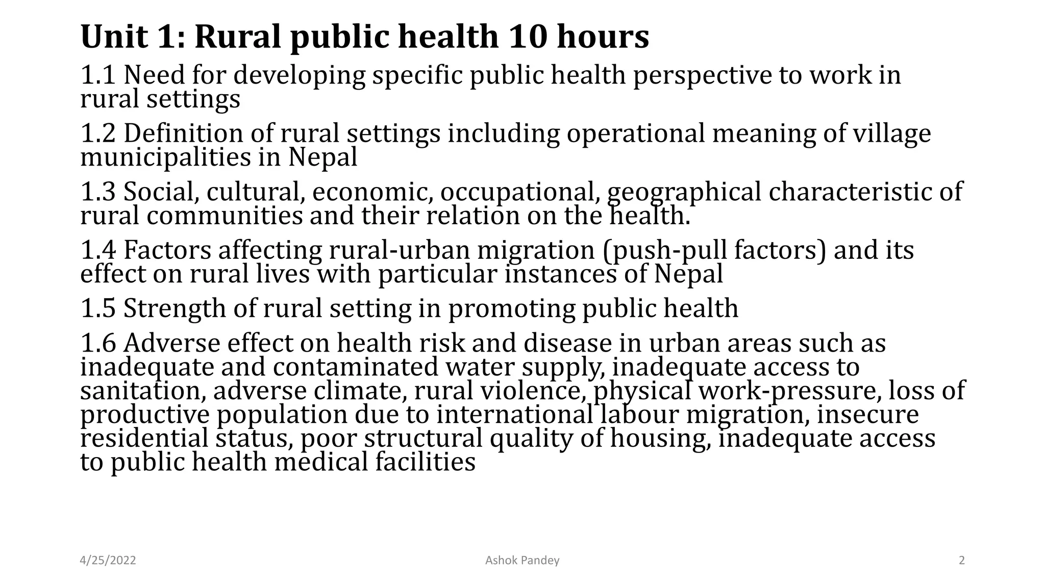 Rural health (Public health) | PPTX