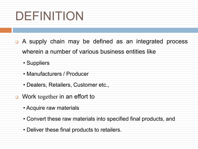 UNIT 1 SCM INTRODUCTION PPT For Management | PPT