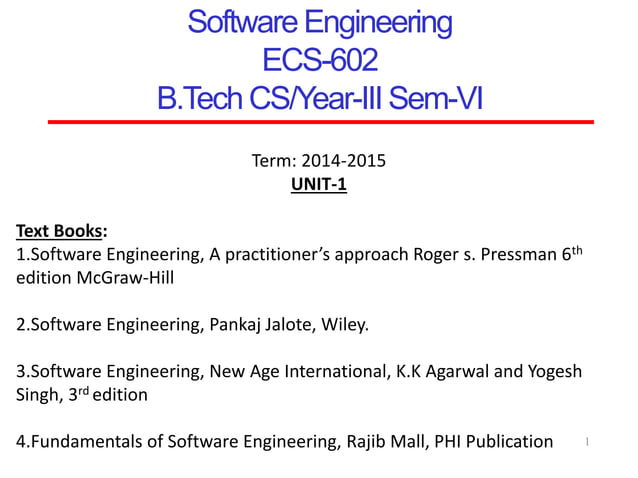 "Introduction to Software Engineering: concepts, processes, and methodologies." | PPT