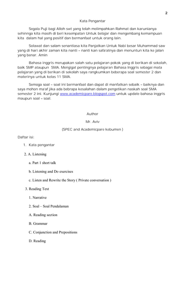 Unit 1 semester 2 narrative text kelas 2 sma | PDF