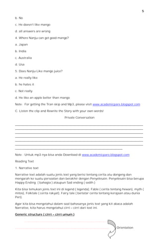 Unit 1 semester 2 narrative text kelas 2 sma | PDF