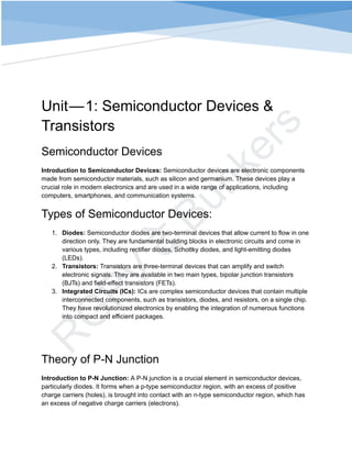 EDC Unit — 1 Semiconductor Devices & Transistors | RGPV De Bunkers | PDF