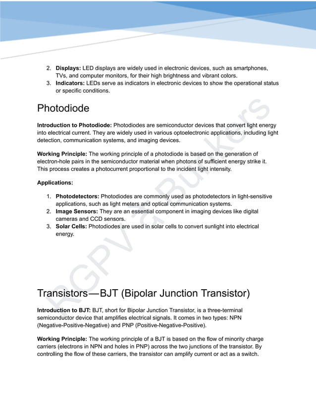 EDC Unit — 1 Semiconductor Devices & Transistors | RGPV De Bunkers | PDF