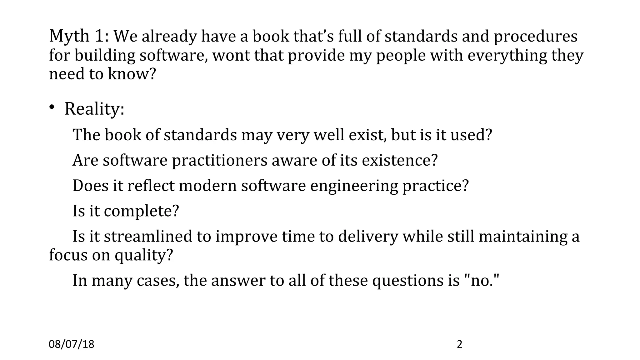 Unit 1 sepm software myths | PPT