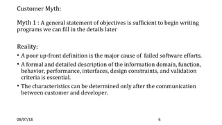 Unit 1 sepm software myths | PPT