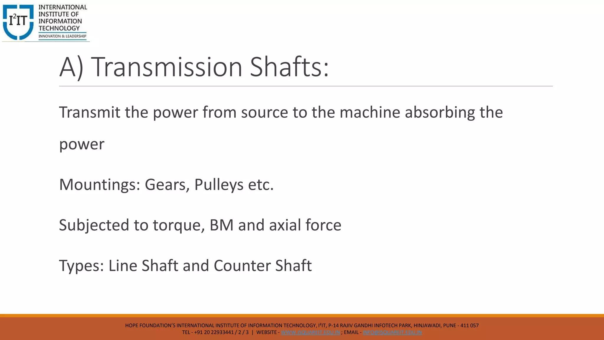 Introduction to Machine: Shaft and Keys | PPT