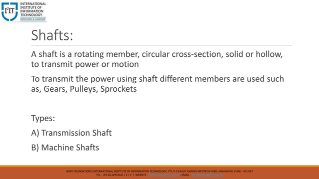 Introduction to Machine: Shaft and Keys | PPT