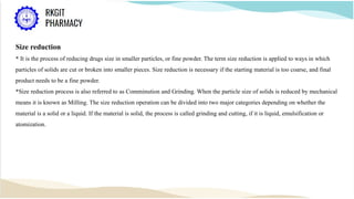 unit 1 size reduction (Pharm. Eng.).pptx | Physics | Science