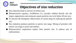 unit 1 size reduction (Pharm. Eng.).pptx | Physics | Science