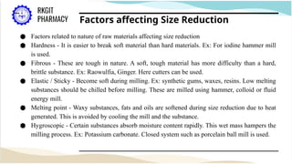 unit 1 size reduction (Pharm. Eng.).pptx | Physics | Science