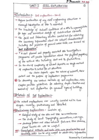 Unit 1 soil exploration Hand written notes | PDF
