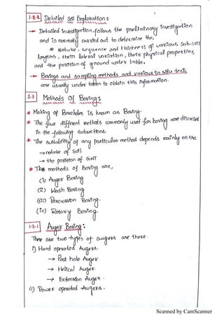 Unit 1 soil exploration Hand written notes | PDF