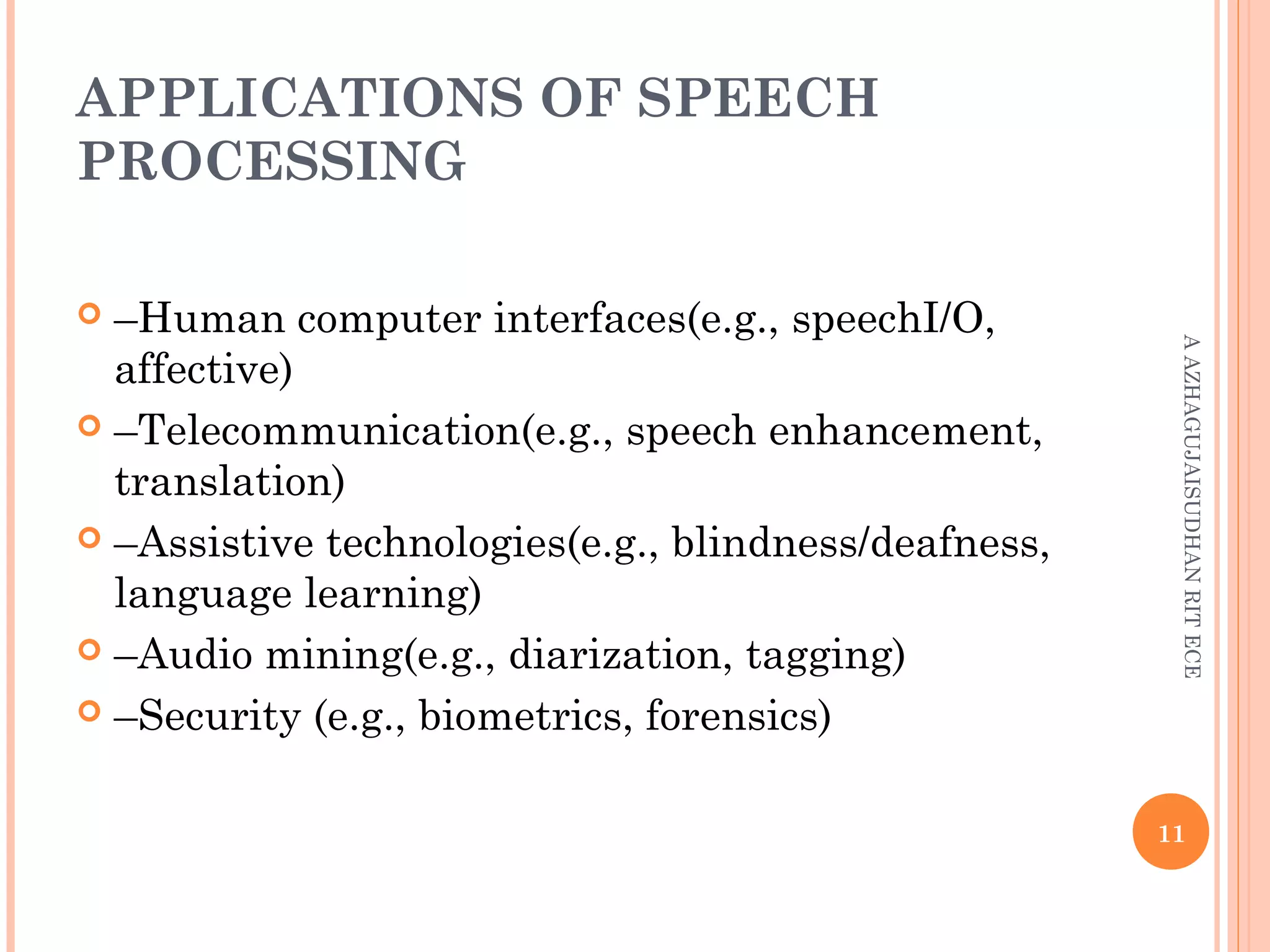 Unit 1 Speech Processing Ppt Digital Audio Computer Software And