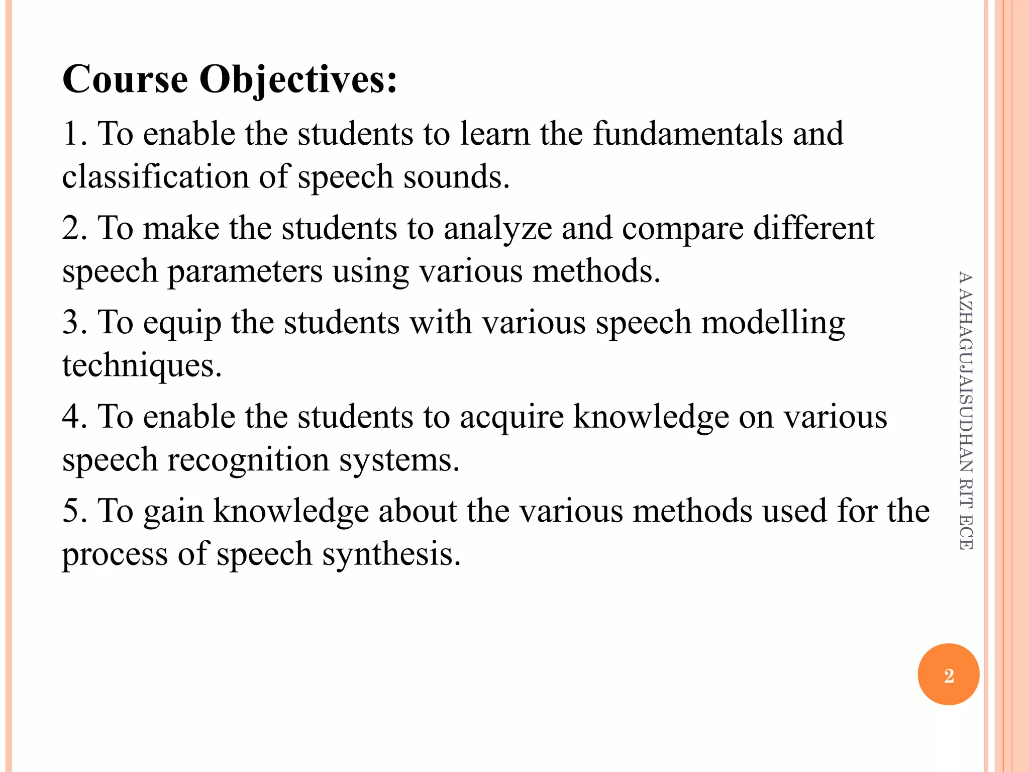 Unit 1 speech processing | PPT