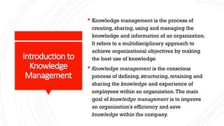 Unit 1st.KNOWLEDGE MANAGEMENT IN EDUCATION | PPT