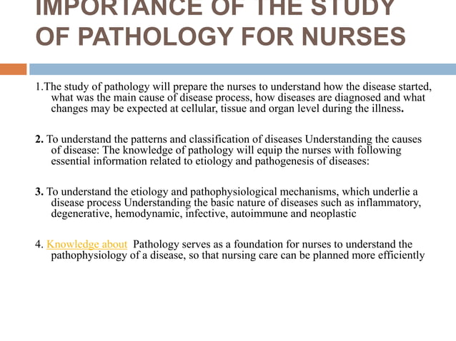 UNIT 1st INTRODUCTION OF PATHOLOGY FOR NURSES | PPTX | Biological ...