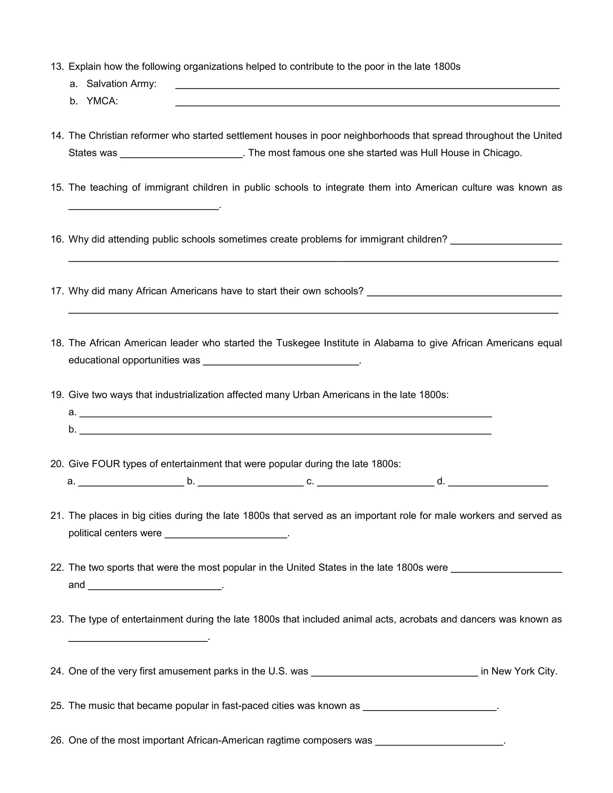 Unit 1 study guide (the gilded age) | PDF