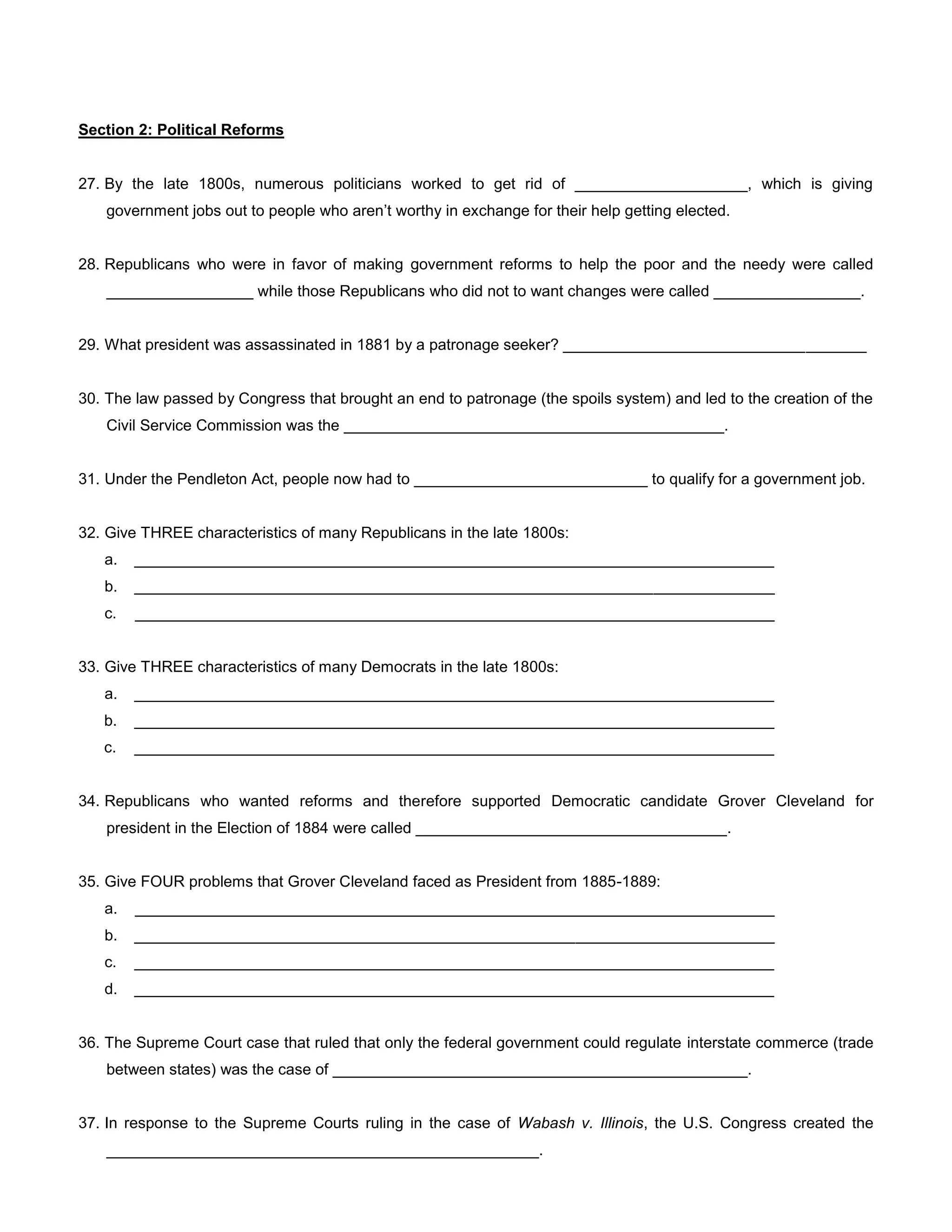 Unit 1 study guide (the gilded age) | PDF