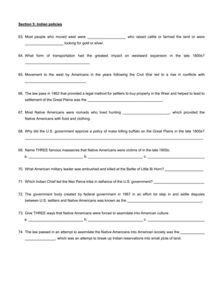 Unit 1 study guide (the gilded age) | PDF