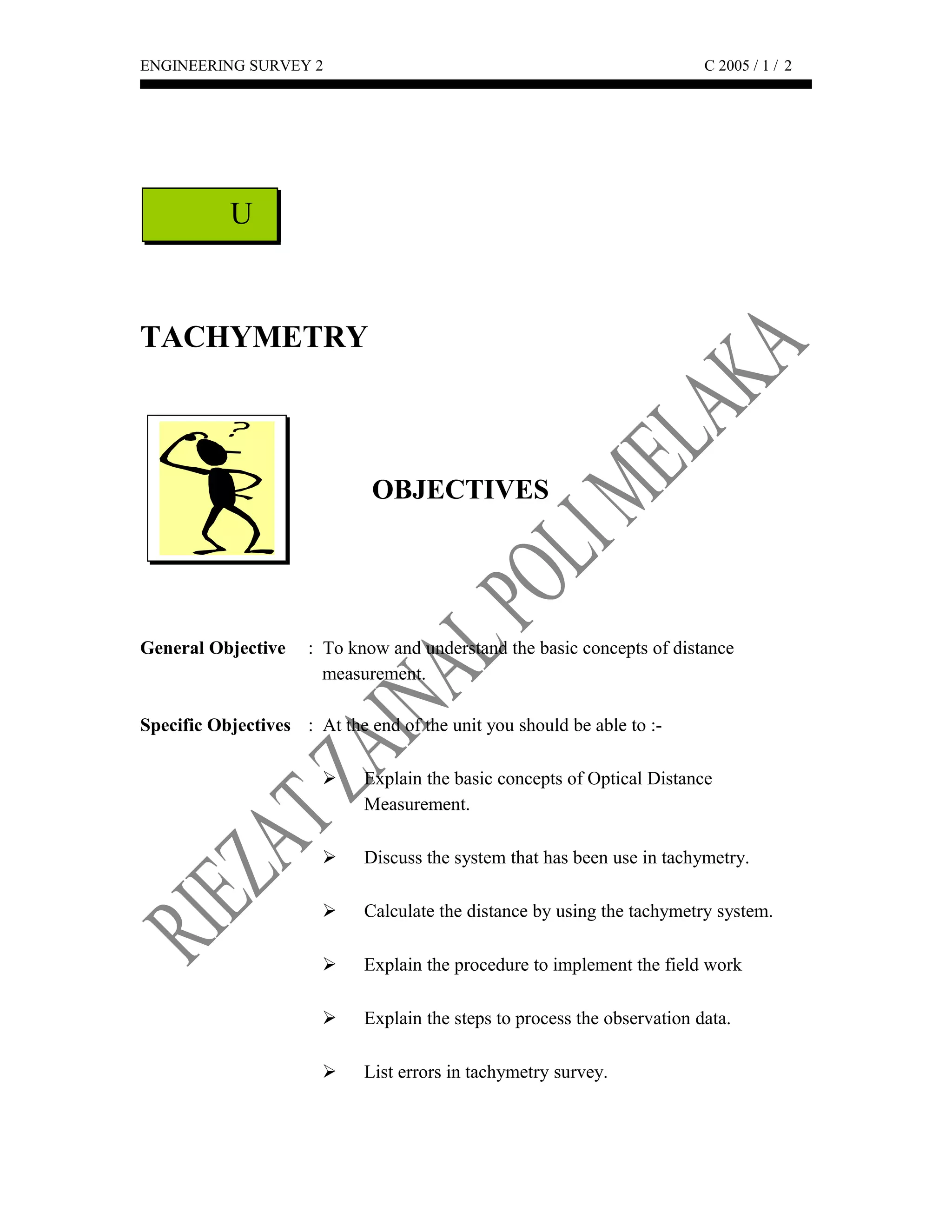 Tachymetry survey POLITEKNIK MELAKA | DOC