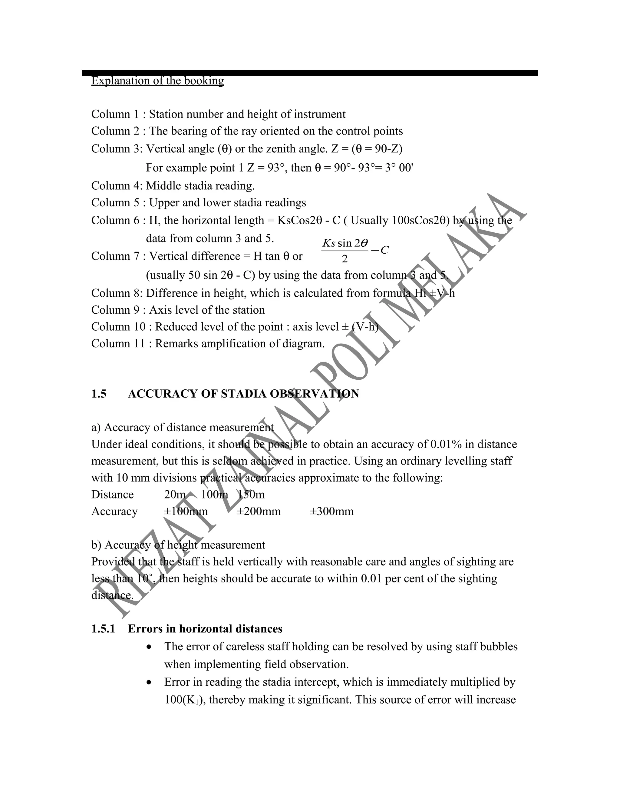 Tachymetry survey POLITEKNIK MELAKA | DOC
