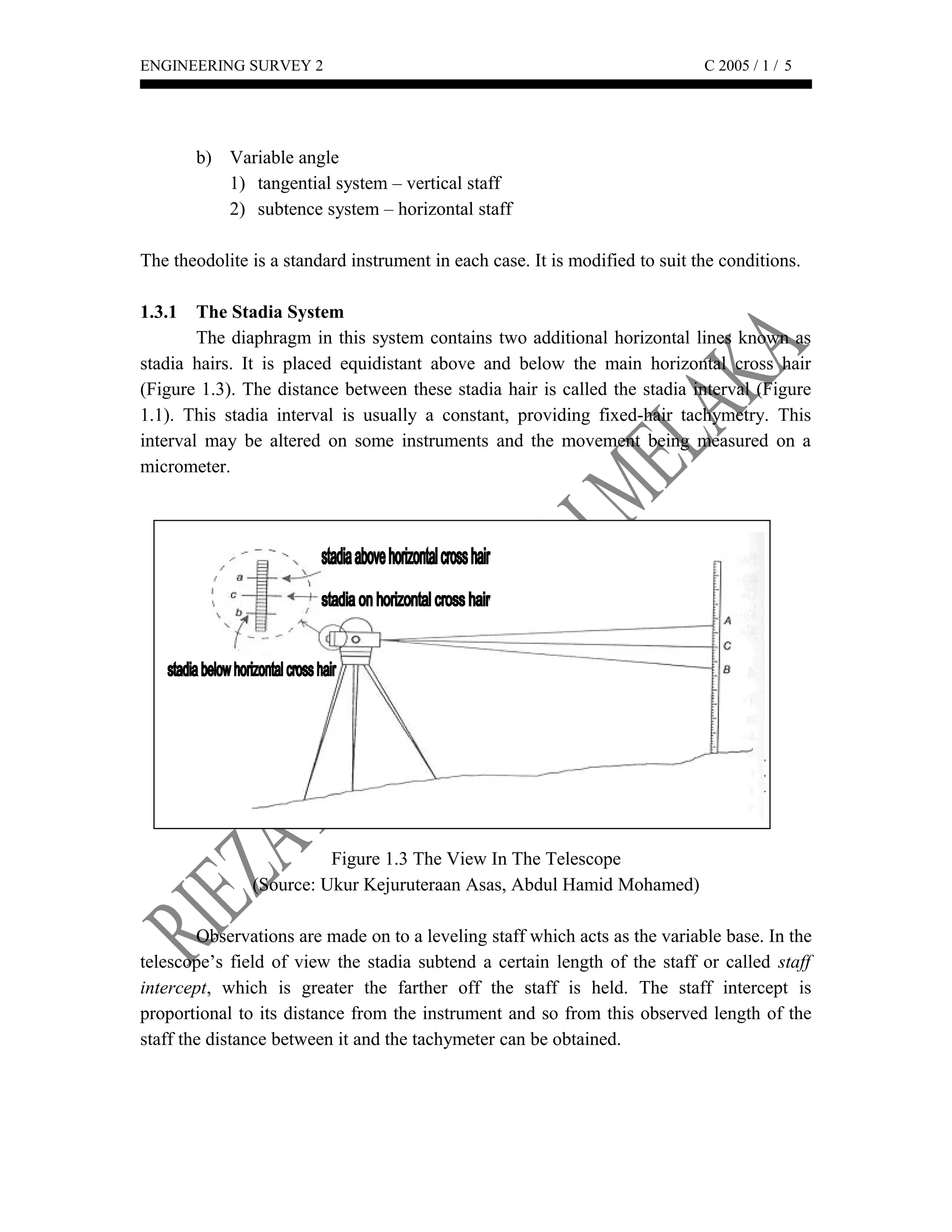 Tachymetry survey POLITEKNIK MELAKA | DOC