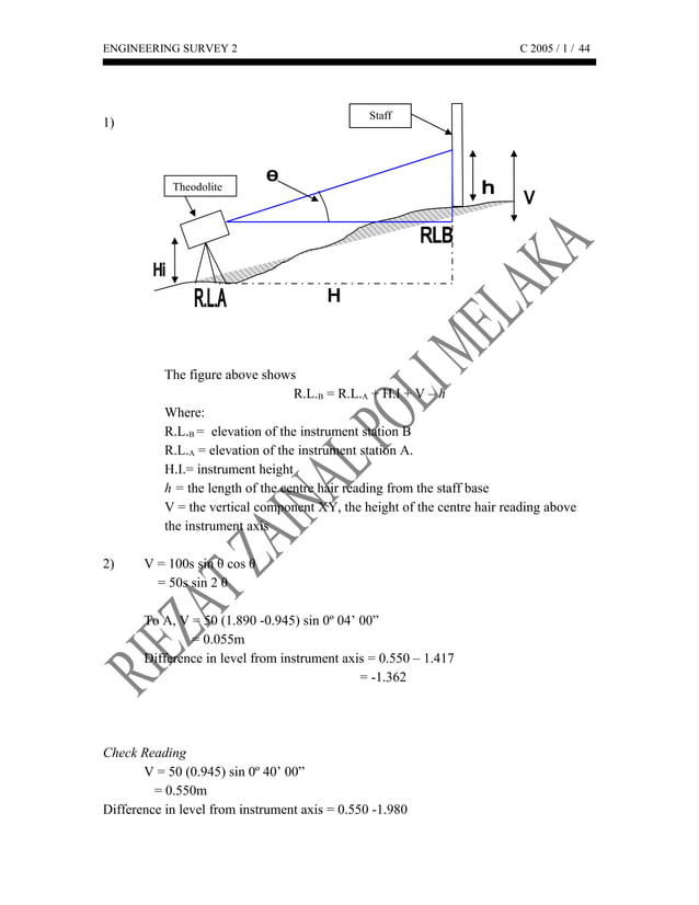 Tachymetry survey POLITEKNIK MELAKA | PDF