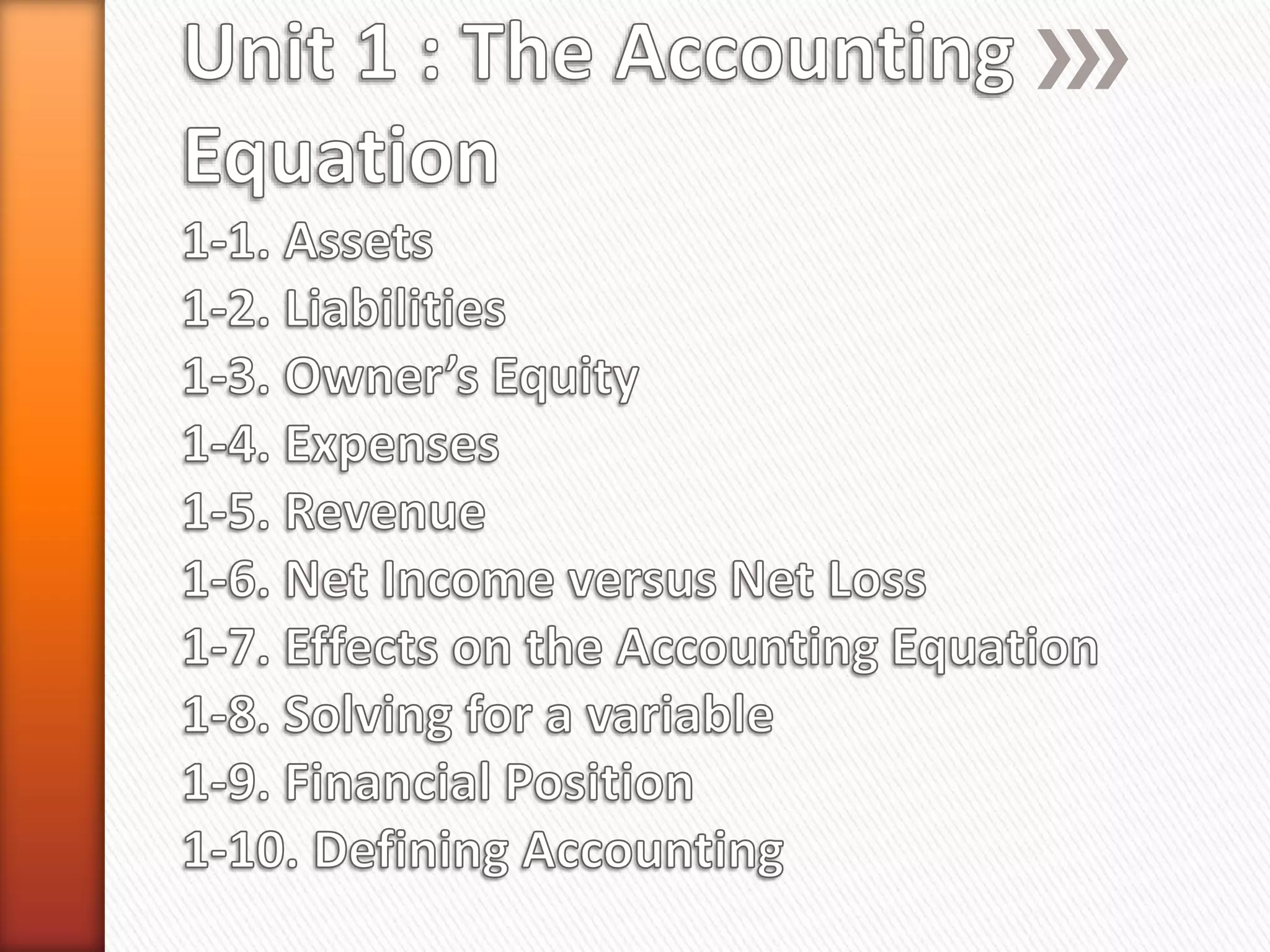 Unit 1 The Accounting Equation | PPTX