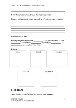 Unit 1 The Organisation Of Living Things | DOC