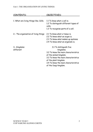 Unit 1 The Organisation Of Living Things | DOC