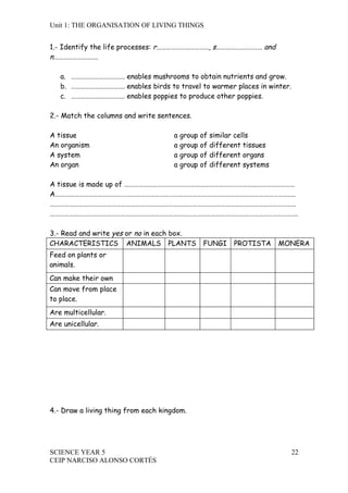 Unit 1 The Organisation Of Living Things | DOC