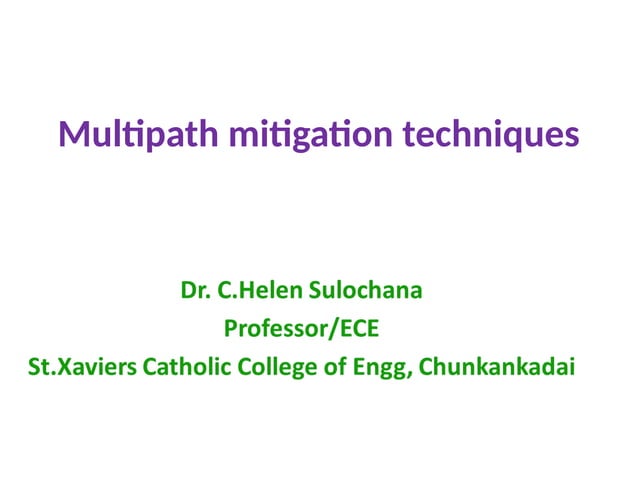 MULTIPATH MITIGATION TECHNIQUES-Wireless communication- | PPT