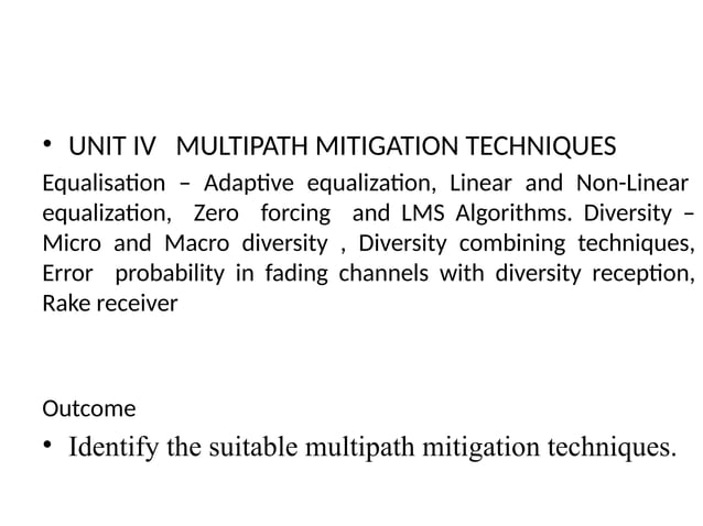 MULTIPATH MITIGATION TECHNIQUES-Wireless communication- | PPT