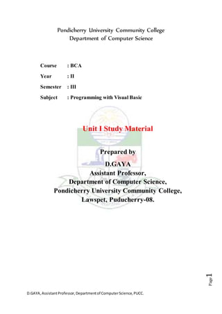 Unit 1 vb study_materials | PDF