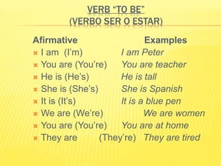 Unit 1 verb to be | PPT