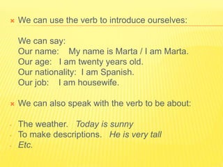 Unit 1 verb to be | PPT