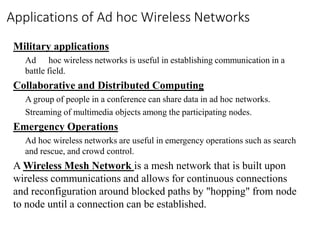 Unit 2 -1 ADHOC WIRELESS NETWORK MOBILE COMPUTING | PPTX