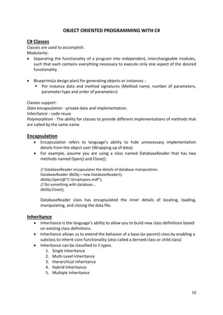 C# Unit 2 notes | DOCX