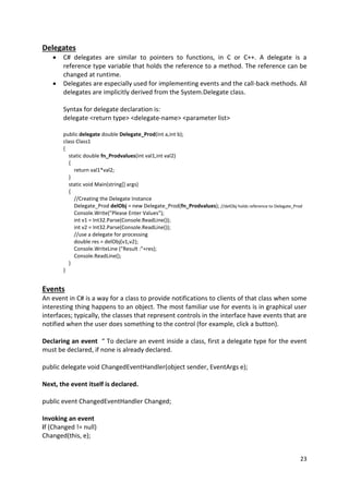 C# Unit 2 notes | DOCX
