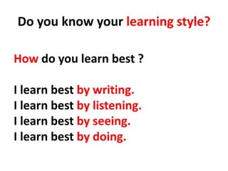Unit 2 - Learning Styles | PPT