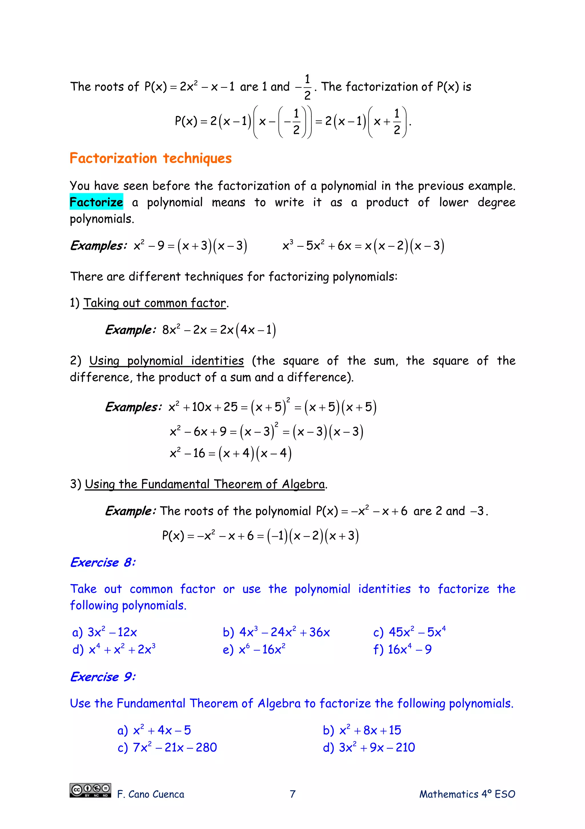 Unit2 Polynomials Algebraicfractions Pdf Physics Science