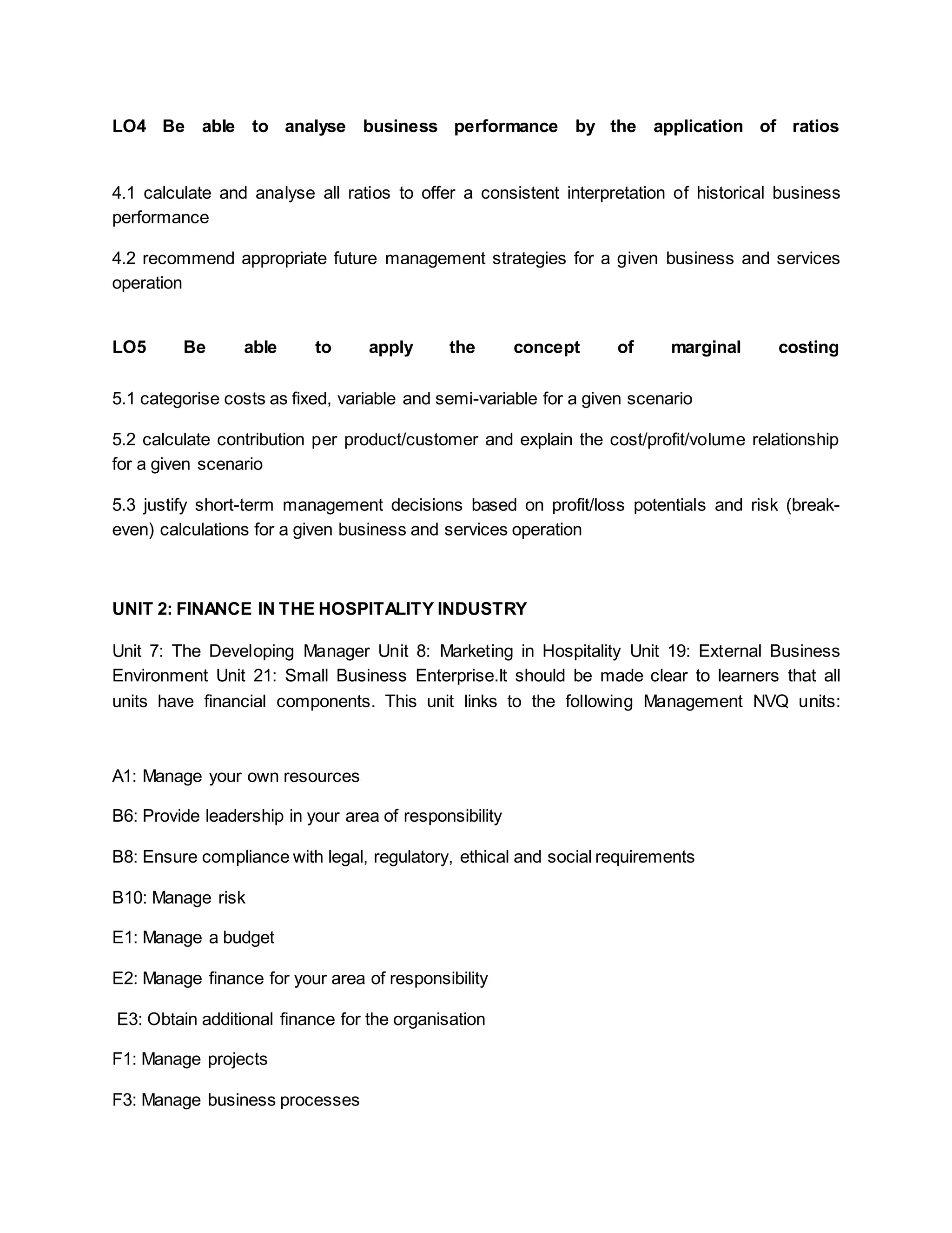 UNIT 2: FINANCE IN THE HOSPITALITY INDUSTRY | DOCX