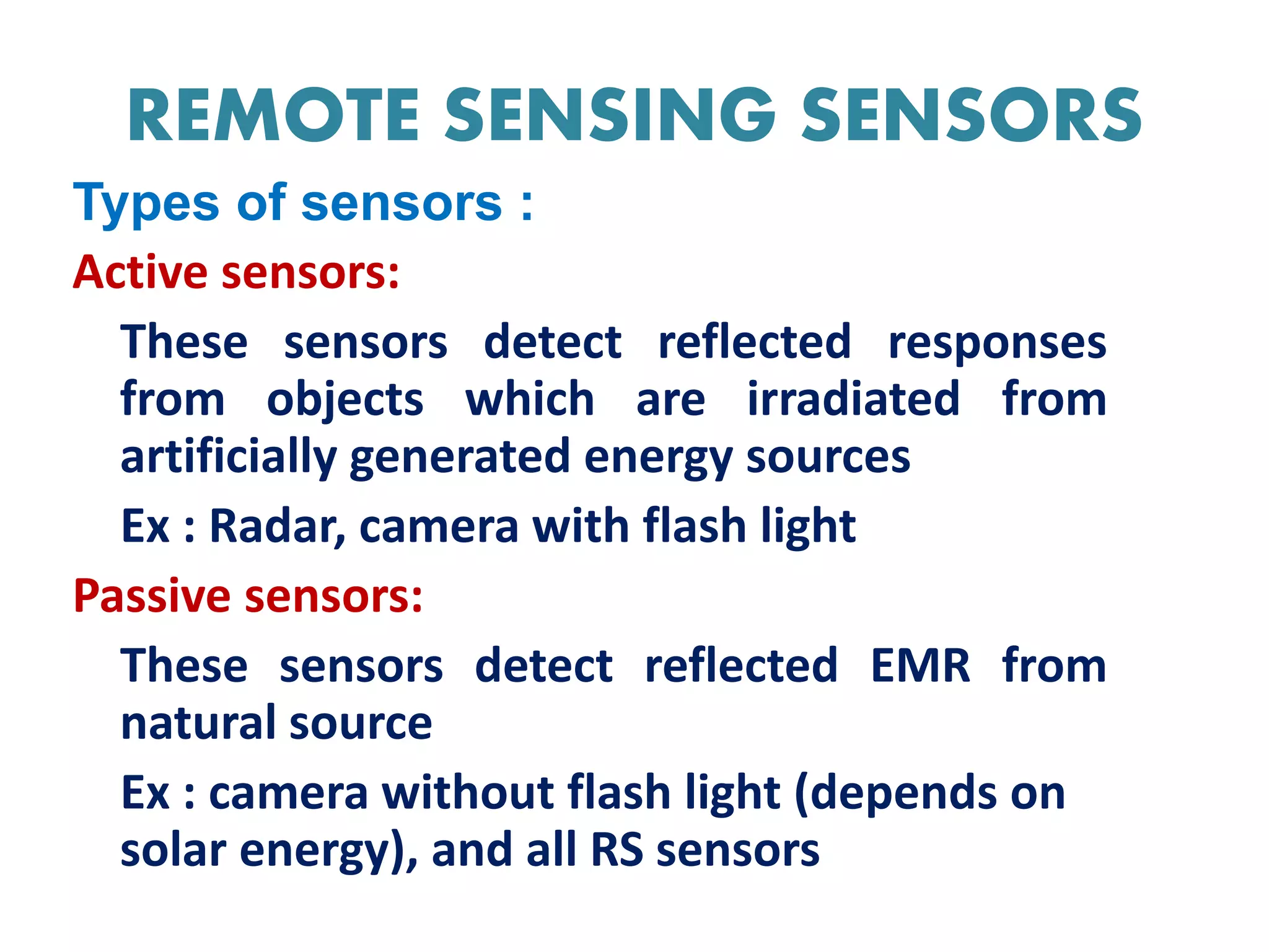 Remote Sensing Platforms and Sensors | PPTX